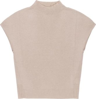 Nenette Femme, Pulls, Beige, Taille: 40 FR Maille à manches courtes en laine mélangée