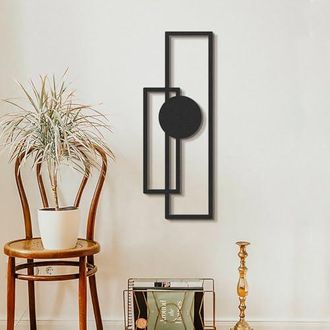 Hanah Home Stylish Black Decorative Metal Wall Accessory, 32 x 85 cm | 100% Steel, 1.5 mm Thickness | Perfect for Modern Home Decor & Office Spaces