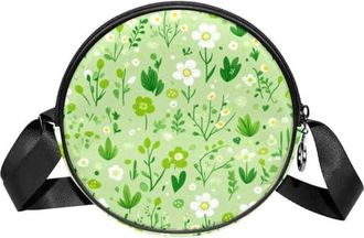 Generic Sac &agrave; bandouli&egrave;re rond pour femme, motif fleurs et plantes, sac &agrave; dos avec fermeture &eacute;clair, bretelles r&eacute;glables, sac &agrave; main rond d&eacute;contract&eacute; pour fem