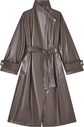 Emporio Armani Femme, Manteaux, Brun, Taille: 38 FR Trench-coat en tissu enduit