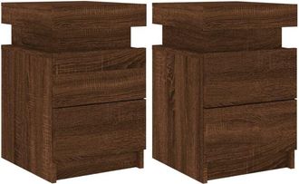 vidaXL Tables de chevet et lumi&egrave;res led 2 pcs ch&ecirc;ne marron 35x39x55 cm Vidaxl