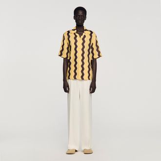 Sandro Chemise en lin &agrave; imprim&eacute;