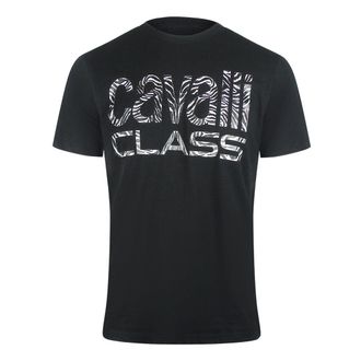 Cavalli Schwarzes T-shirt Mit Auffälligem Zebra-print