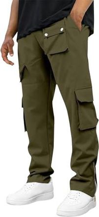 Generic Pantalon cargo d&eacute;contract&eacute; pour homme - Poches r&eacute;sistantes &agrave; labrasion - Pantalon cargo - Taille &eacute;lastique - Pantalon de loisirs baggy - Pantalon d&eacute;co