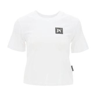 Palm Angels Ski Club T-Shirt mit Monogramm-Patch - - Tops - Damen - Wei&szlig; - S