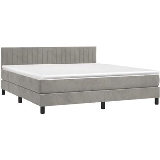 vidaXL Boxspringbett mit Matratze Hellgrau 180x200 cm Samt Vidaxl
