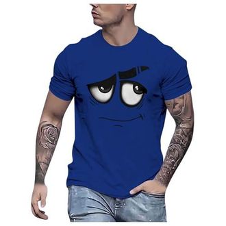 Generico T-shirt d&eacute;t&eacute; moderne &agrave; manches courtes pour homme avec imprim&eacute; T-shirt classique, bleu fonc&eacute;, XXXL
