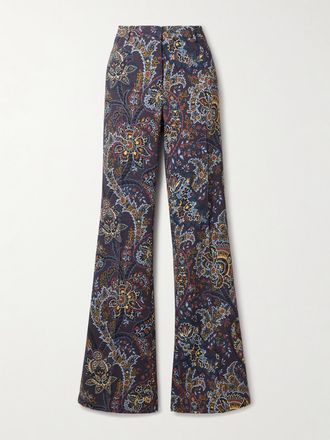 Etro Pantalon &Eacute;vas&eacute; En Cr&ecirc;pe &Agrave; Imprim&eacute; Cachemire - Noir