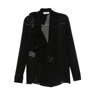 Alberta Ferretti Femme, Blouses et Chemises, Noir, Taille: 42 FR Blouse en Georgette de Soie
