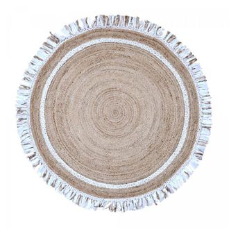 Un amour de tapis Tapis rond tiss&eacute; main DIAMETRE 150 JT SATCH blanc, tapis jute artisanal