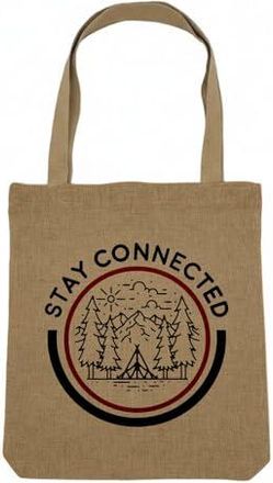 Fabulous Sac Shopping Tote Bag Aspect Lin - Stay Connected Nature Camping Montagne - Sac de Courses Toile Epaisse 360g Beige Naturel Cabas Port&eacute; Epaule Solide 