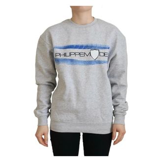 Philippe Model Femme, Sweatshirts et sweats &agrave; capuche, Gris, Taille: 34 FR &Eacute;l&eacute;gant pull en coton imprim&eacute; gris