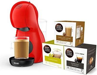 Nescaf&eacute; Dolce Gusto Nescaf&eacute; Dolce Gusto Delonghi Piccolo XS EDG210.R Kapselkaffeemaschine mit 15 bar Druck 0,8 l mit drei Kaffee-Packs, Rot