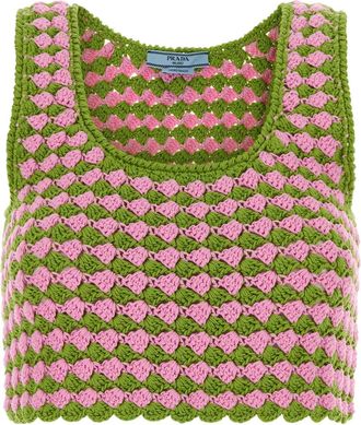 Prada haut crop en crochet - Vert