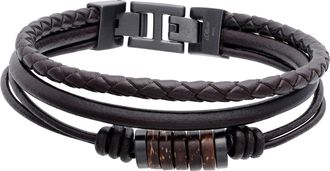 s.Oliver Herren Bracelet - Armband aus Echtleder - IP Braun - Lederband verstellbar bis 22 cm - wasserfest & hautfreundlich