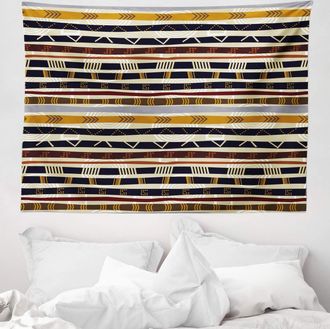 Abakuhaus Stammes Wandteppich, Trippy Geometric Figures aus Weiches Mikrofaser Stoff Waschbar ohne Verblassen Digitaldruck, 150 x 110 cm,Schwarz Beige Braun