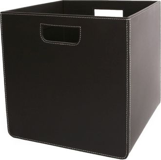Ørskov & Co. Aufbewahrungsbox aus Leder 24 cm x 24 cm x 24 cm chocolate mit praktischen Tragegriffen - moderner Lederkorb für Zeitschriften und Spielzeug