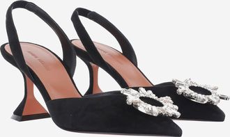 Amina Muaddi Womens Slingbacks Begum Suede Black Shoe