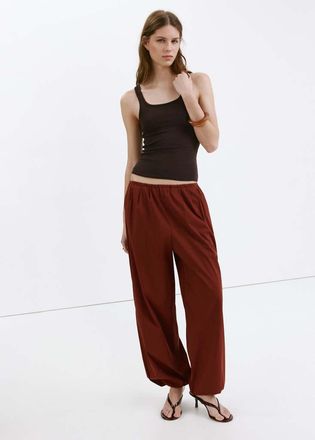 Mango Top c&ocirc;tel&eacute; semi-transparent marron - Femme - XS - MANGO