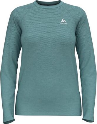 Odlo Essential Seamless Crew Neck Haut Manches Longues Femmes Turquoise - Aqua Haze Melange XL