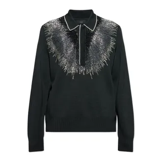 Amiri Homme, Pulls, Noir, Taille: M Crystal Long Sleeve Polo