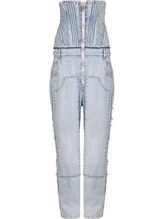 Balmain jean ample &agrave; taille structur&eacute;e - Bleu