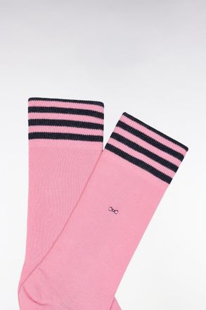Eden Park Chaussettes En Coton Stretch M&eacute;lang&eacute; Rose &Agrave; Bordures Cercl&eacute;es