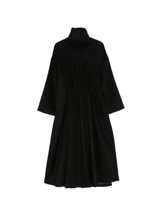 Emporio Armani Ruched Wool-Cashmere Coat - Black