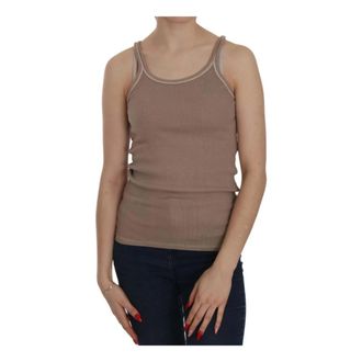 Pink Memories Braune Baumwollbluse Elegantes &auml;rmelloses Design - - Tops - Damen - Braun - M