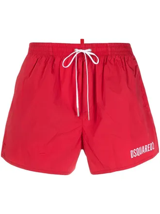 Dsquared2 short de bain &agrave; lien de resserrage - Rouge