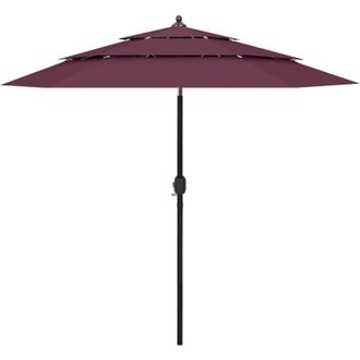 vidaXL Parasol de jardin &agrave; 3 niveaux m&acirc;t en aluminium rouge bordeaux vidaXL