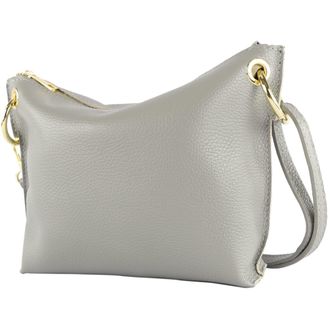 modamoda.de T243 - ital. Umh&auml;ngetasche Klein Small aus Leder, Farbe:Telegrau