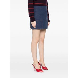 Fendi Zip-Detailed Cotton A-Line Skirt - Blue