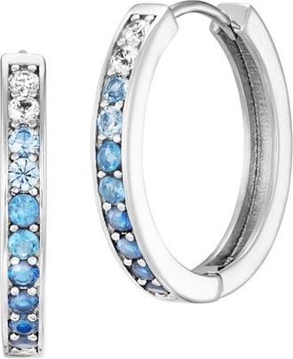 Engelsrufer Créoles Ocean pour femme en argent sterling - Serties de 26 pierres de zircone blanches à bleues - Fermeture à clip - Sans nickel, 1 Paar, Argent ster