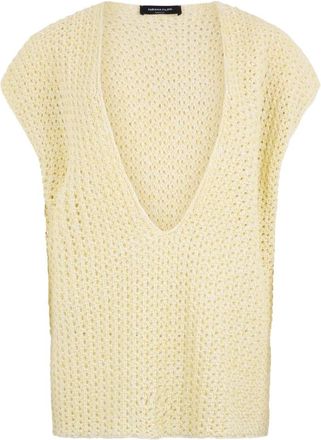 Fabiana Filippi Femme, Pulls, Jaune, Taille: 32 FR Haut l&eacute;ger en maille &agrave; col en V