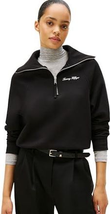 Tommy Hilfiger Sweat Zipp&eacute; Femme Classic Script Fleece Demi-Fermeture &Eacute;clair, Noir (Black), 3XL