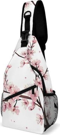 Generic Sacoche Tactique Branche dun cerisier florissant, fleurs de cerisier, th&egrave;me printanier Antivol Sac Bandouli&egrave;re Multifonction Sac DEpaule pour Homme Fe