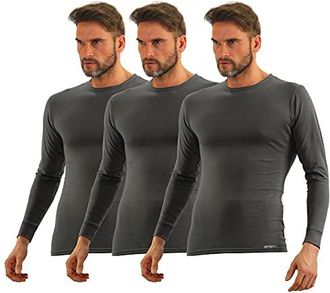 Sesto Senso Maillot de Corps Blanc Lot de 3 Coton Longues Manches sous-Vêtements Haut Thermique Homme L 3 Graphite