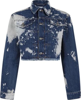 Vivienne Westwood Femme, Vestes, Bleu, Taille: 36 FR Veste courte en jean d&eacute;lav&eacute;