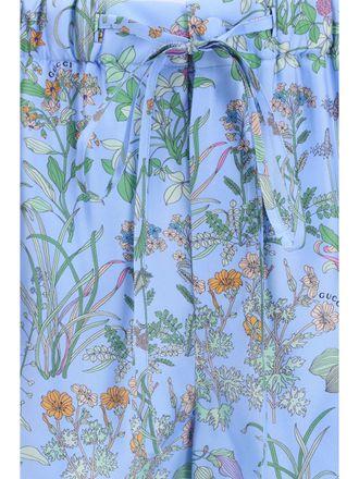 Gucci Womens Shorts Printed Silk Twill Azure-Ivory Azure-Ivory-Multicolour Trousers Azure/ivory/multicolour