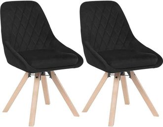 Woltu Lot de 2 Chaises Pivotantes de Salle à Manger WOLTU, Chaise de Cuisine en Velours, Pieds en Bois Massif, Gris Foncé