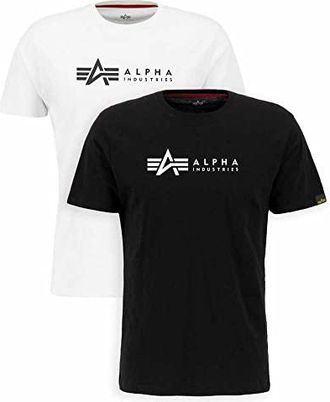 Alpha Industries Alpha Industries Indutries Alpha Label T 2 Pack T-Shirt pour Homme, Black/White