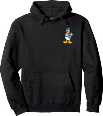Disney Donald Duck Retro Pose Pocket Logo Pullover Hoodie