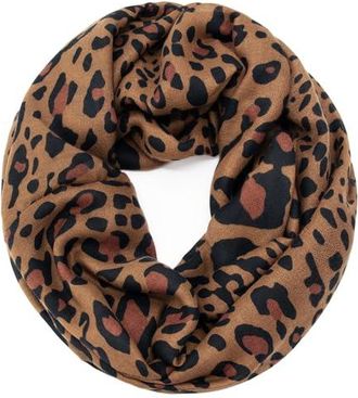 Glamexx24 Écharpe longue pour femme - Motif léopard - Écharpe tube - Pour fille - Imprimé animal, gris