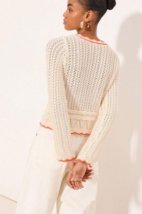 Lipsy Strickjacke Lipsy Strickjacke mit H&auml;kelbesatz, V-Ausschnitt (1-tlg)