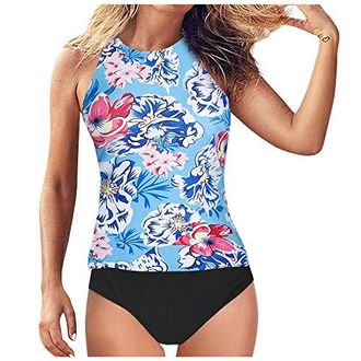 Generic Tankini pour femme avec short taille haute - Maillot de bain vintage gainant 2 pi&egrave;ces - Maillot de bain de vacances modeste pour la piscine, blanc, XL