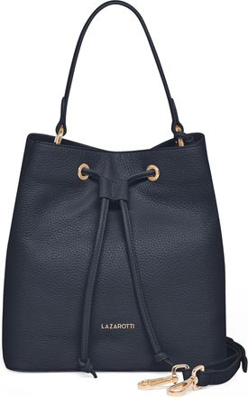 Lazarotti Bologna Damen Henkeltasche aus Echt-Leder | Handtasche mit abnehm- & l&auml;ngenverstellbaren Trageriemen | Bucket Bag 25 cm