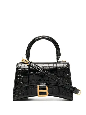 Balenciaga sac &agrave; main Hourglass XS - Noir