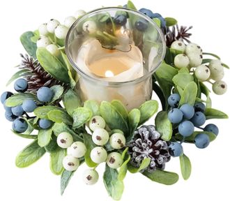 Generico Weihnachtliche Kerzenringe: Weihnachtskr&auml;nze mit k&uuml;nstlichem Gr&uuml;n f&uuml;r Stumpenkerzen, festliche Dekoration f&uuml;r Wintertische | f&uuml;r K&uuml;che, Schrank, Fenst