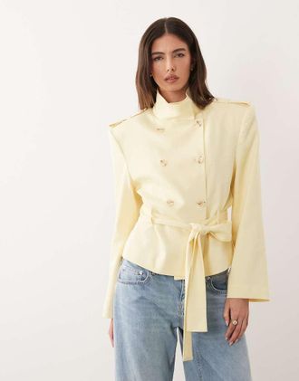 Asos Trench court &agrave; &eacute;paules oversize - Babeurre-Jaune